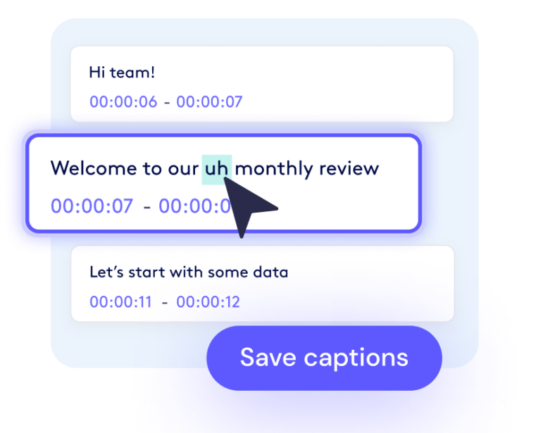 Editable AI closed captions for accessible videos | Biteable